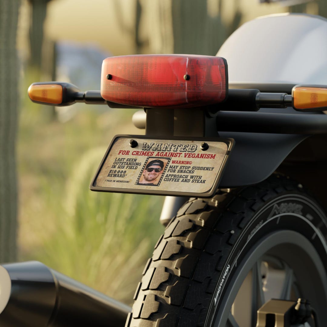 Funny Cowboy Wanted Poster Vanity Plate, ATV Mini License Plate ...