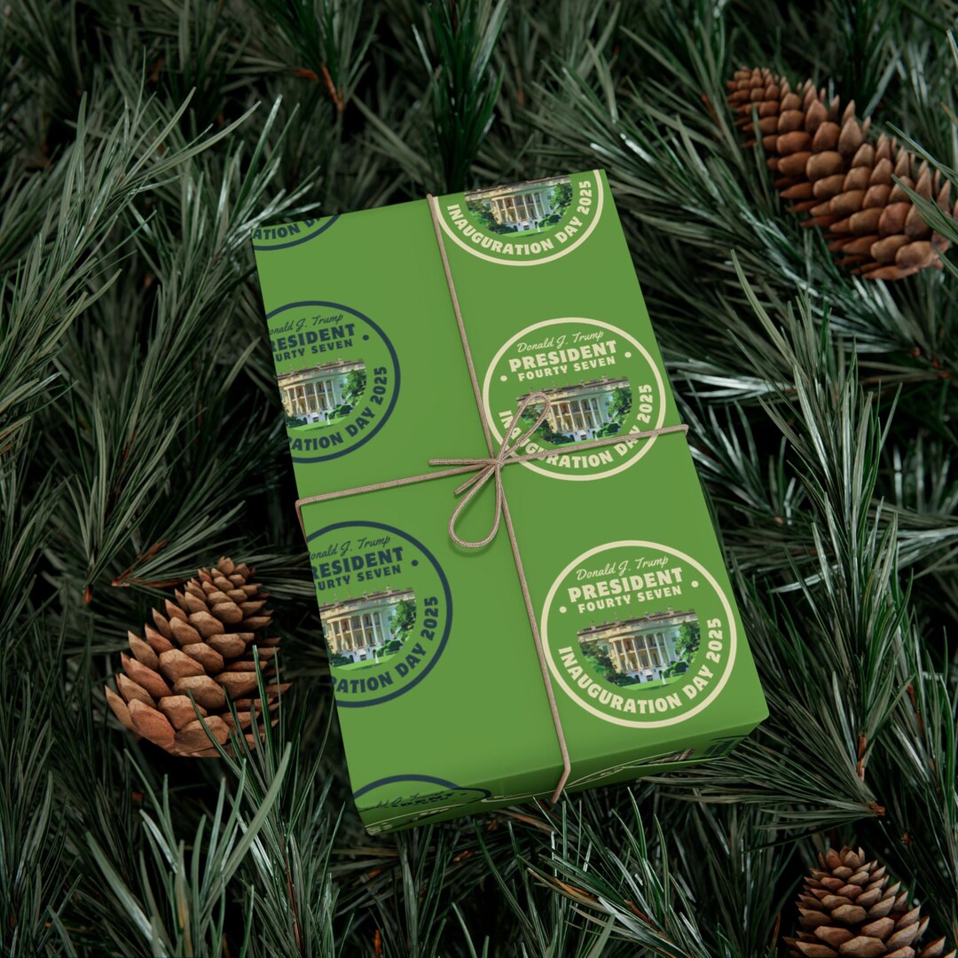 Trump Wrapping Paper Christmas Green, Donald Trump Gift Wrap, Gifting ...