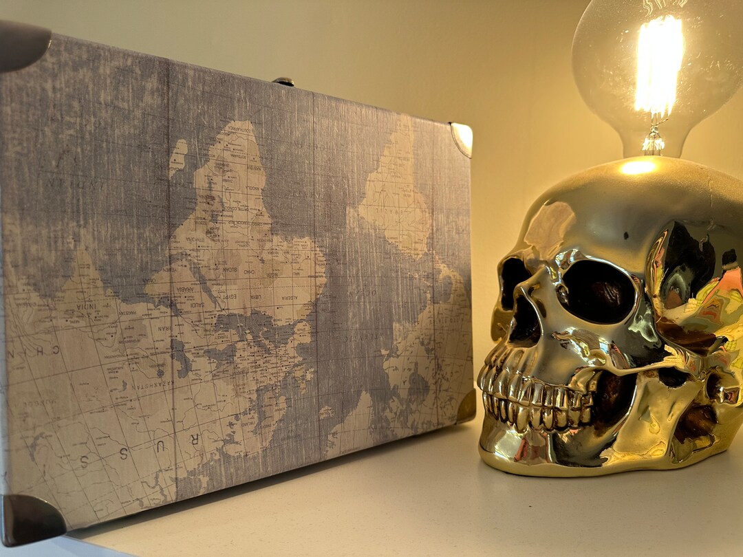 Suitcase World Map Storage Box - Etsy