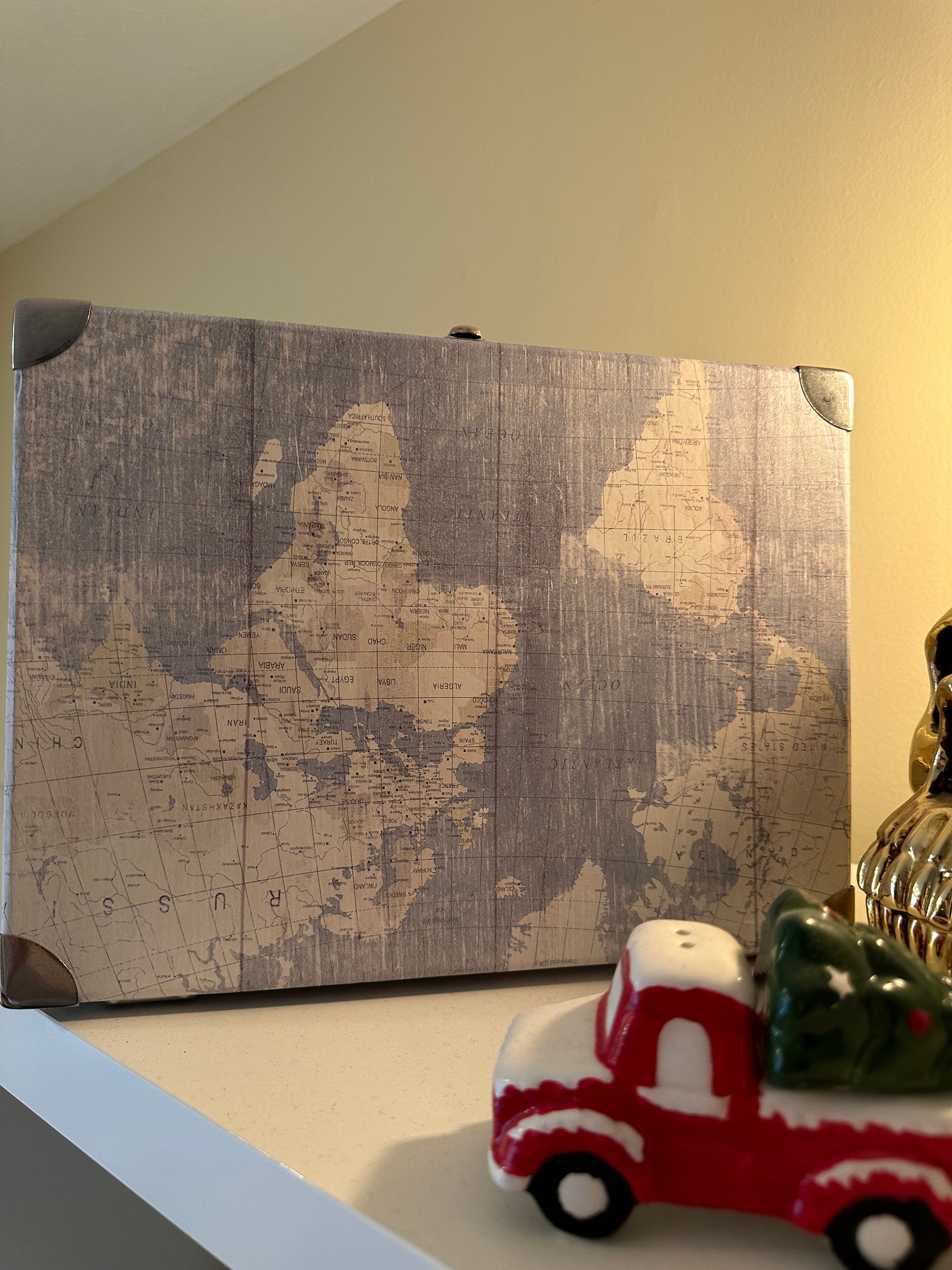 Suitcase World Map Storage Box - Etsy