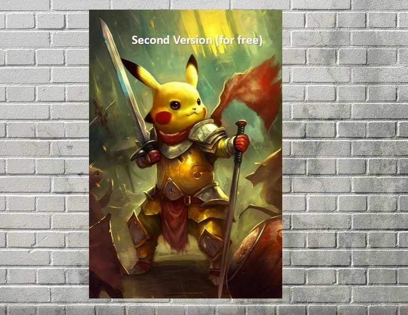 Pikachu Knight Printable Gallery Wall Art Digital Download - Etsy