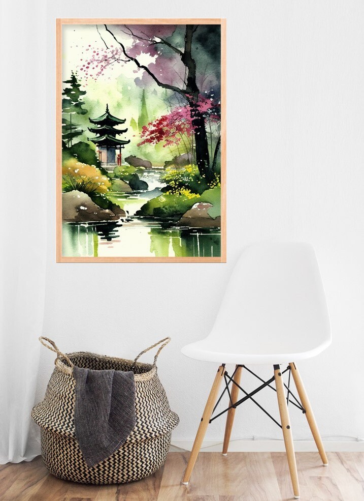 Japan in Spring, Watercolor Printable Gallery Wall Art Digital Download ...
