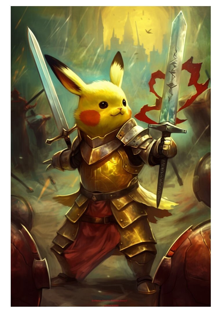Pikachu Knight Printable Gallery Wall Art Digital Download - Etsy