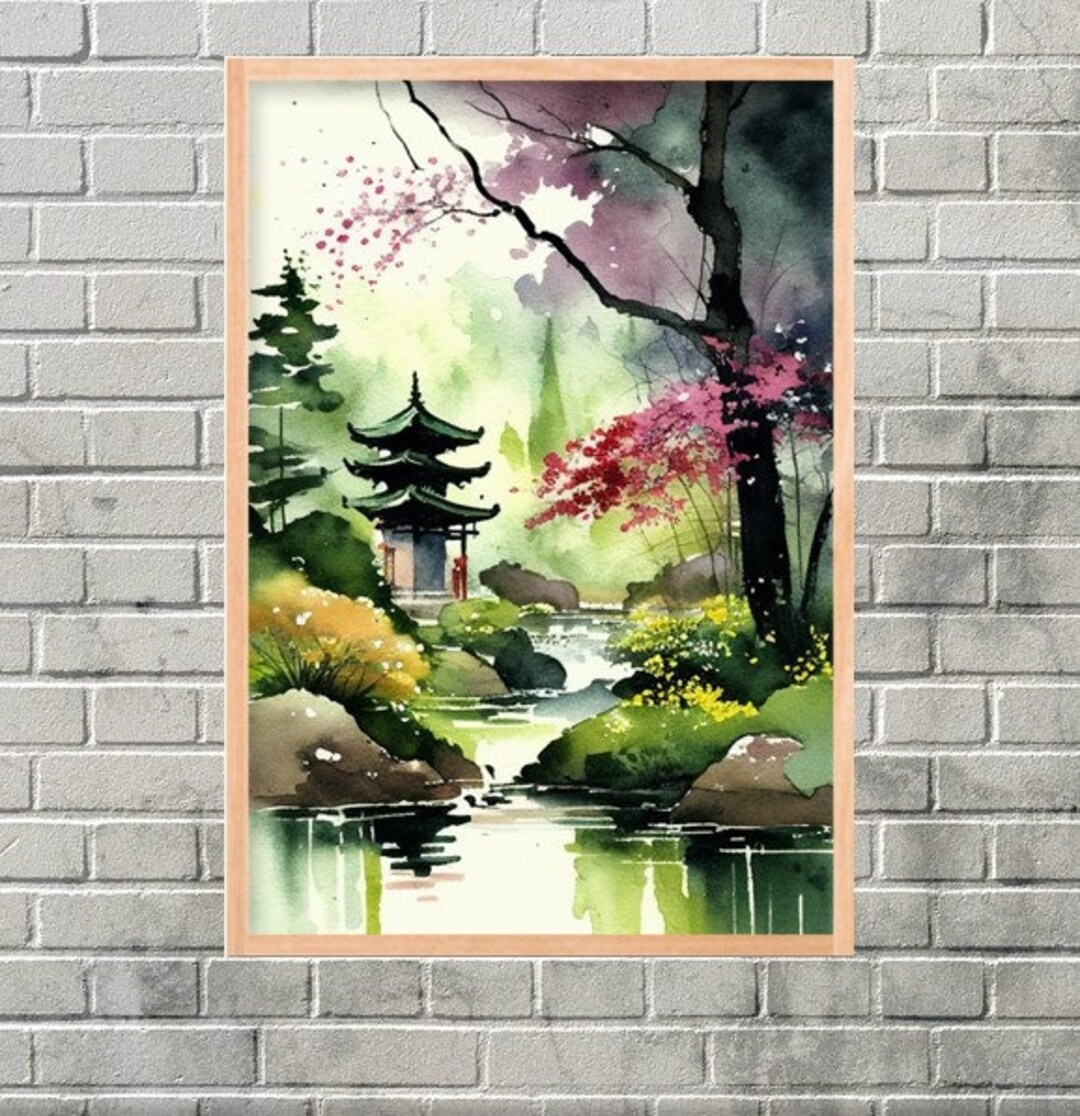 Japan in Spring, Watercolor| Printable Gallery Wall Art | Digital ...