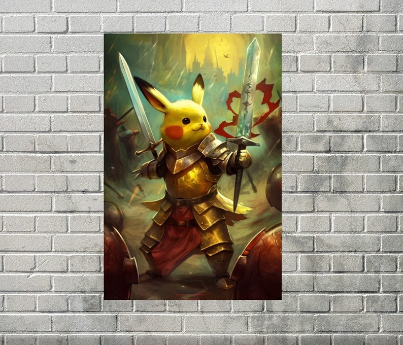 Pikachu Knight Printable Gallery Wall Art Digital Download - Etsy