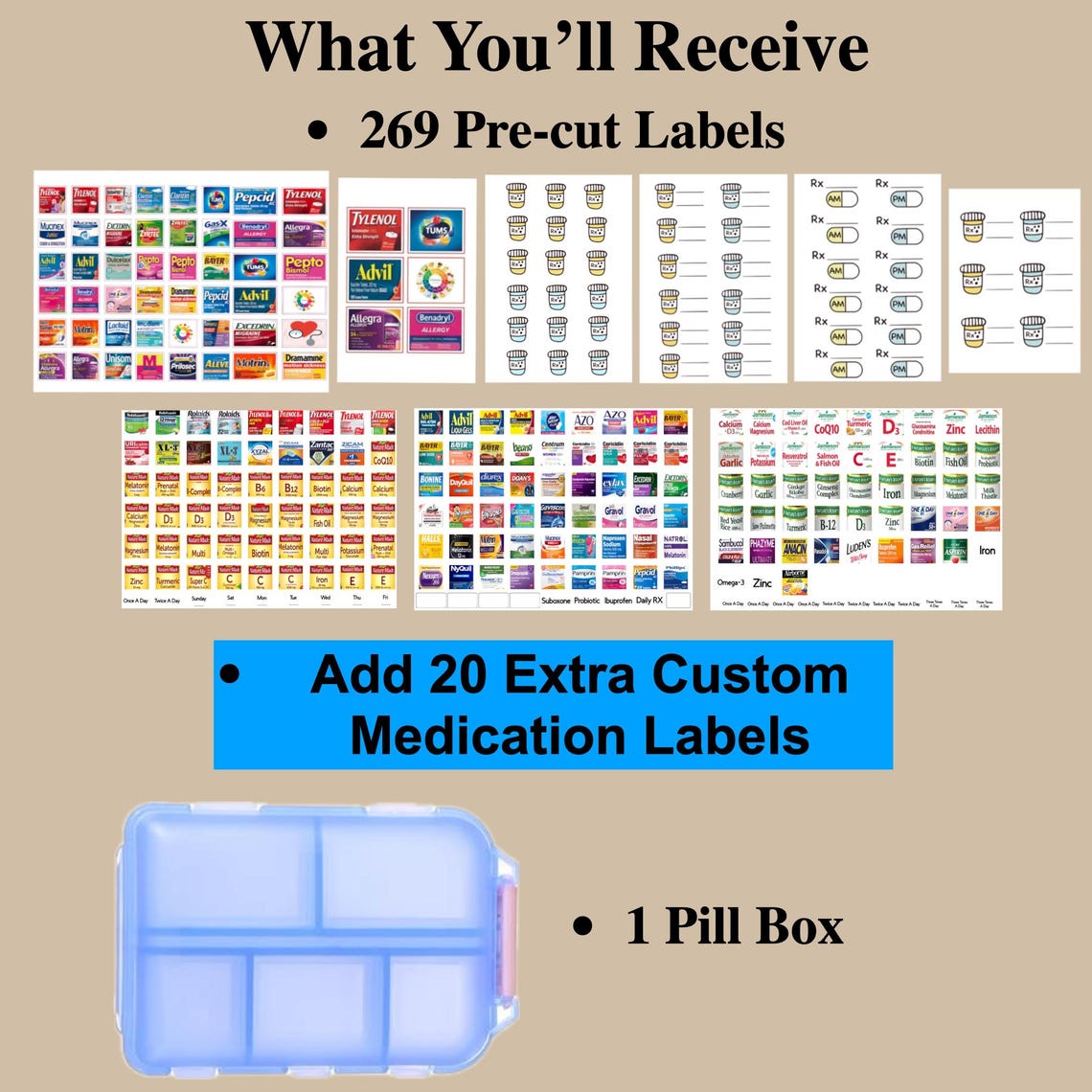 Travel Pill Case With 269 Pre-cut Pill Stickers,custom Medication ...