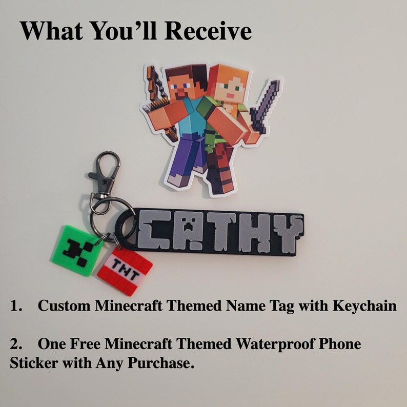 3D Printed Personalized Pixel Block Charm Keychain, Custom Name Tag for ...