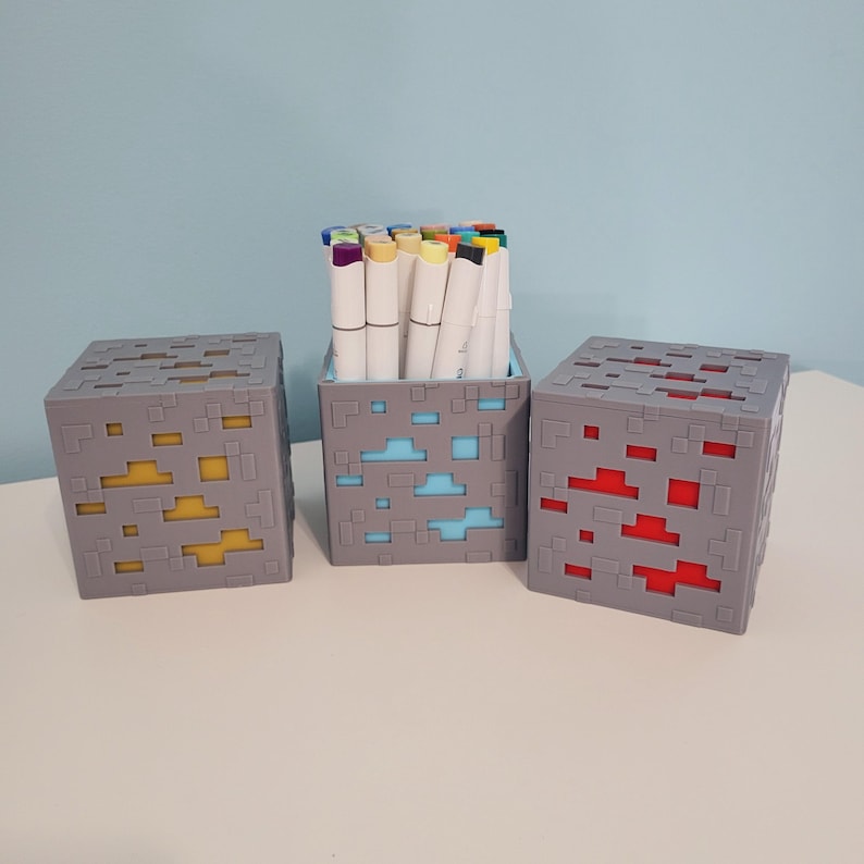 Pixel Block Light Box, Minecraft-inspired Stationary Holders, Minecraft ...