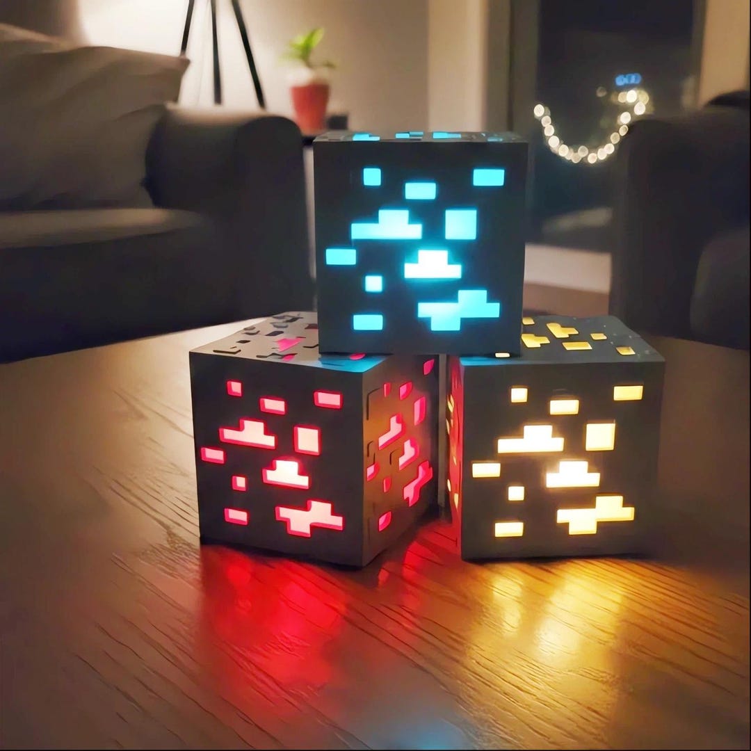 Pixel Block Light Box, Minecraft-inspired Stationary Holders, Minecraft ...