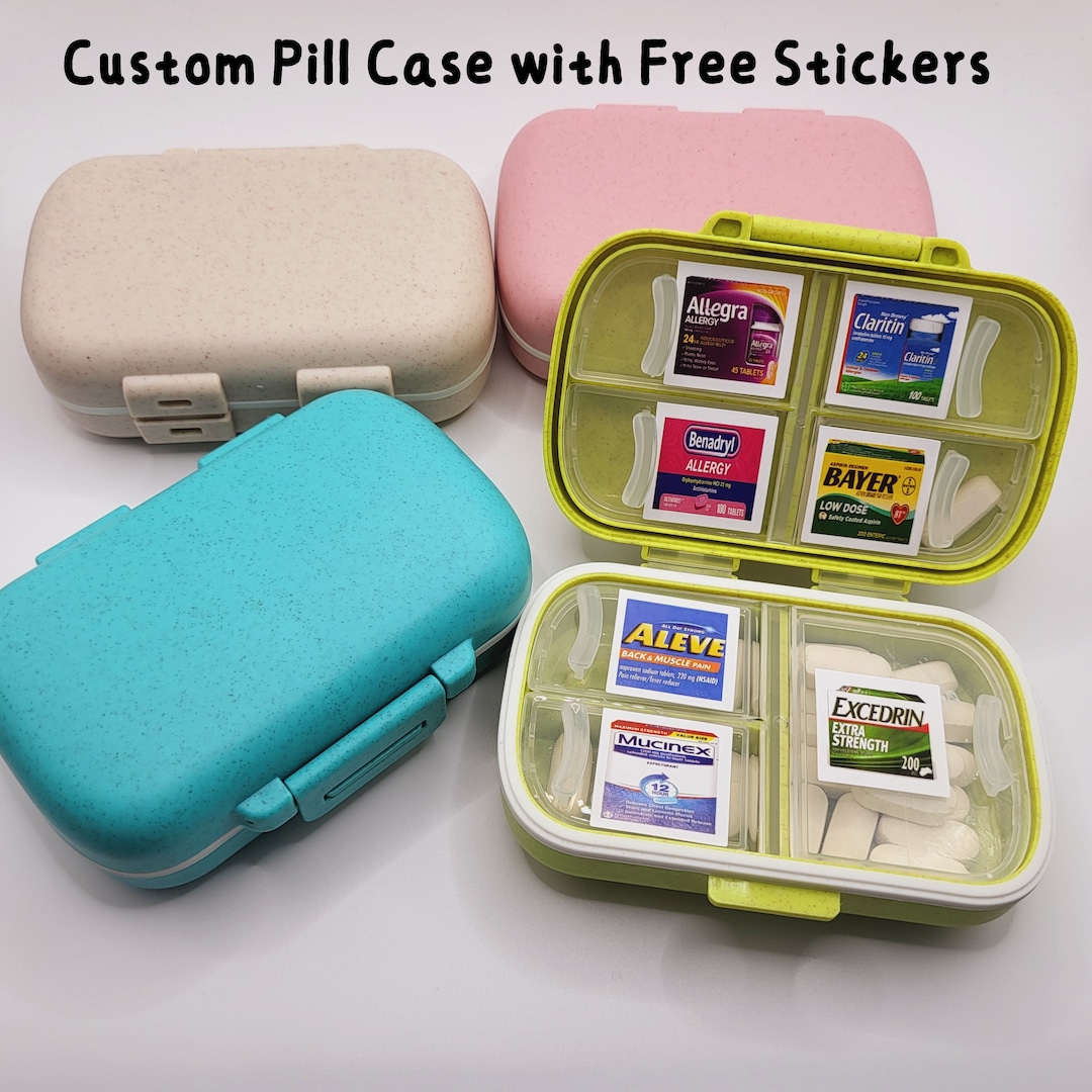 Travel Pill Case With 281 Pre-cut Pill Labels, Mini Stickers in Small ...