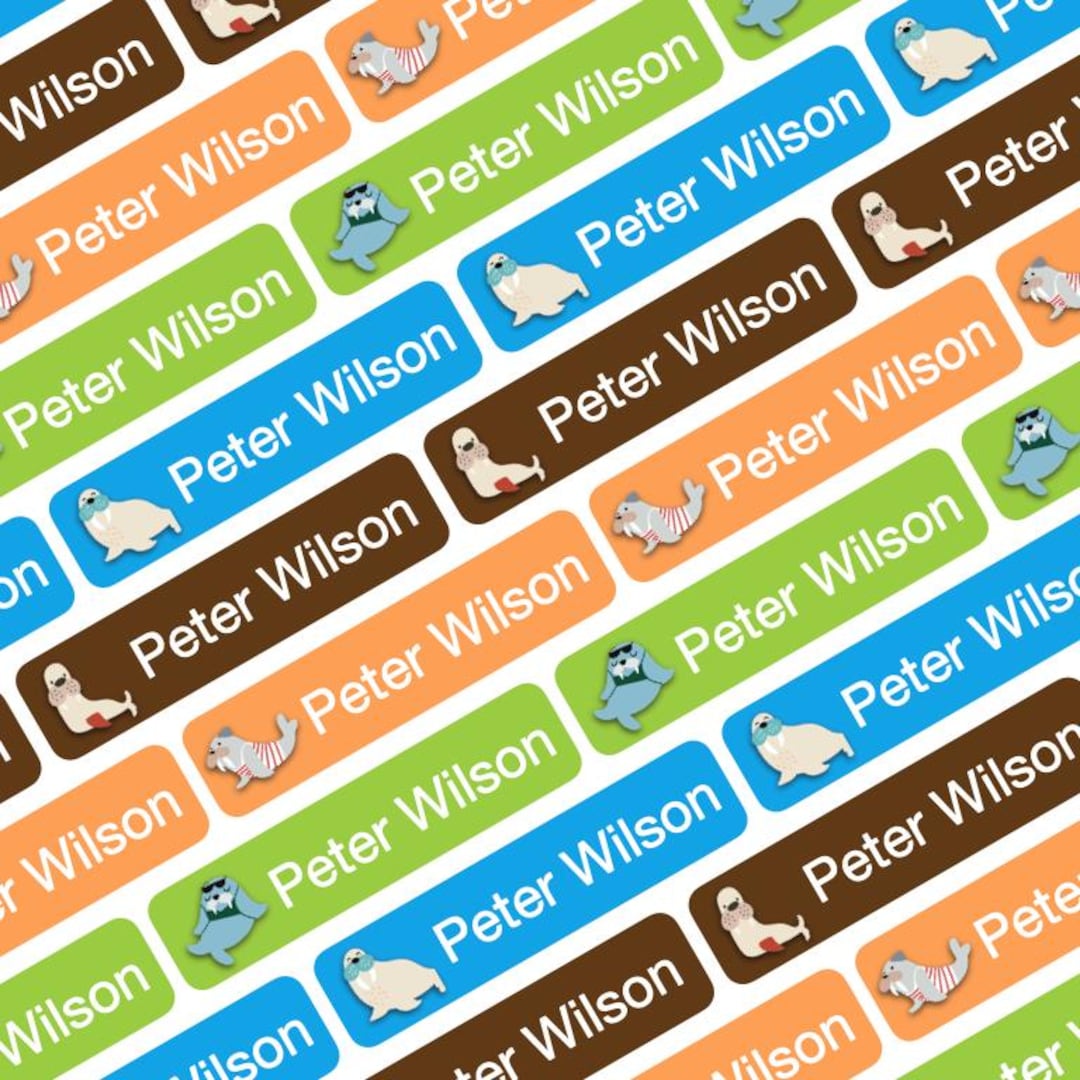128 Pcs Sea Lion Name Stickers, Custom School Supply Labels, Waterproof ...