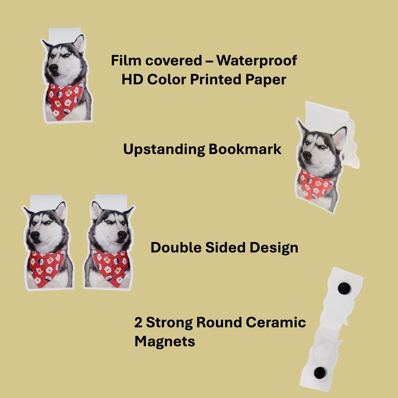 Custom Dog Photo Bookmarks, Personalized Magnetic Pet Bookmark, Custom ...