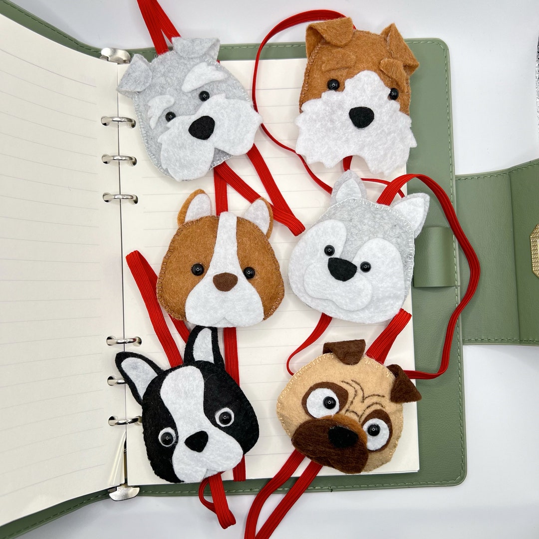 Personalized Dog Animal Bookmark, Handmade Felt Fabric Cute Dog ...