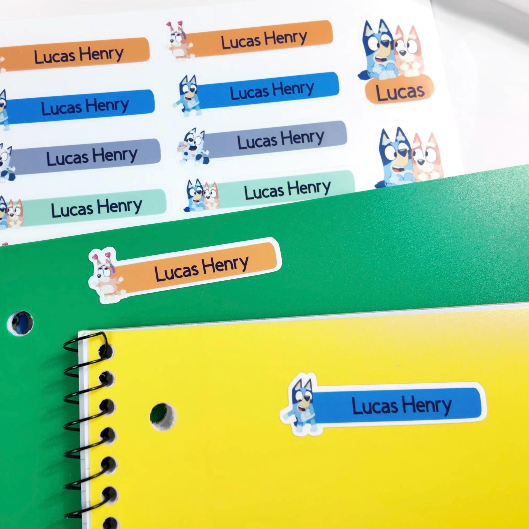62 Pcs Bluey Waterproof Name Sticker, Daycare Label, School Supply ...