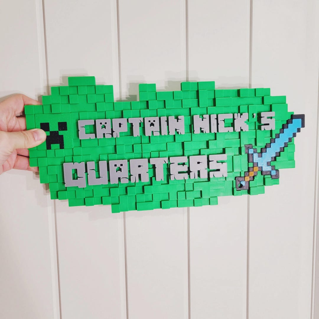 Custom Pixel Block Door Sign, 3D Minecraft-inspired Personalized Name ...