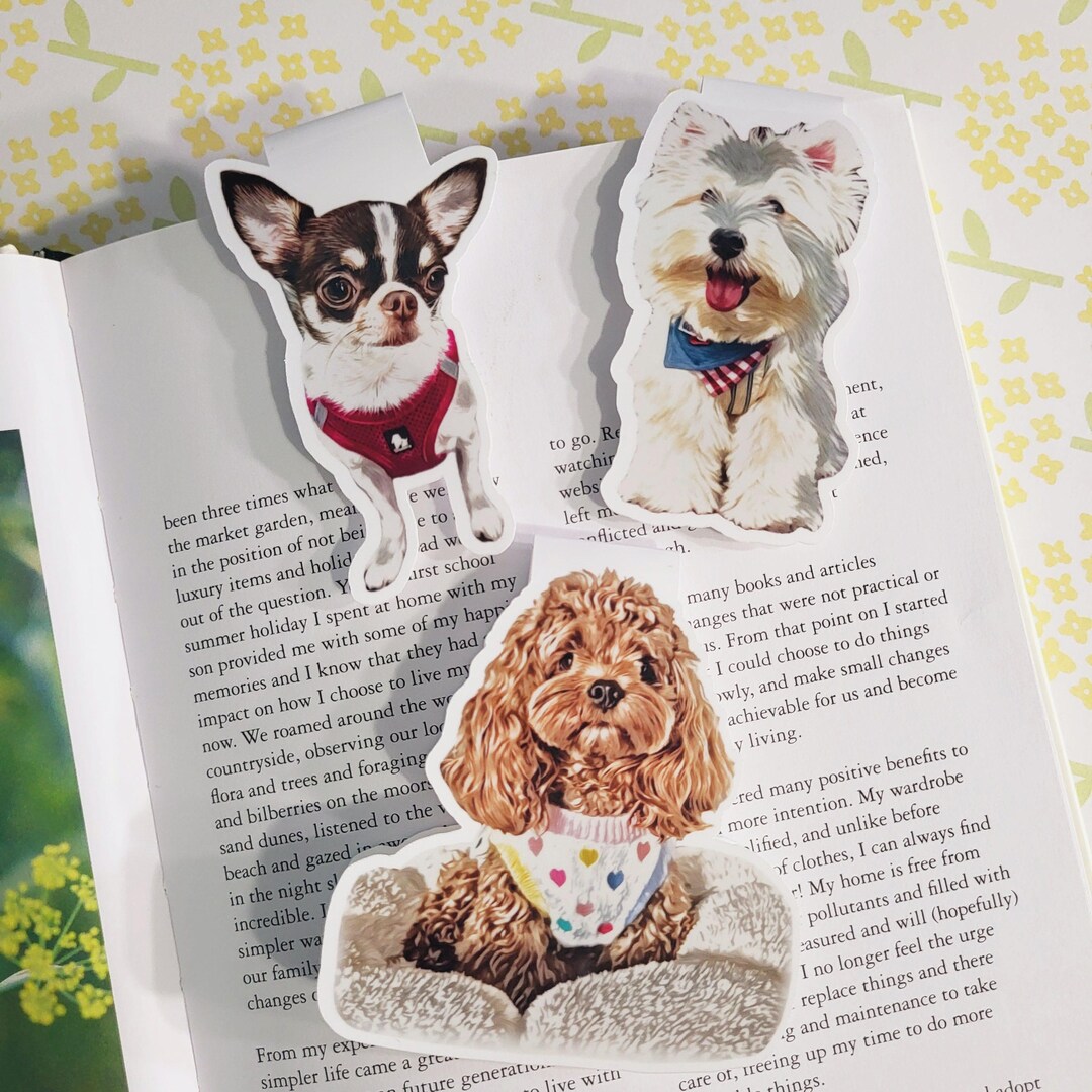 Custom Dog Photo Bookmarks, Personalized Magnetic Pet Bookmark, Custom ...