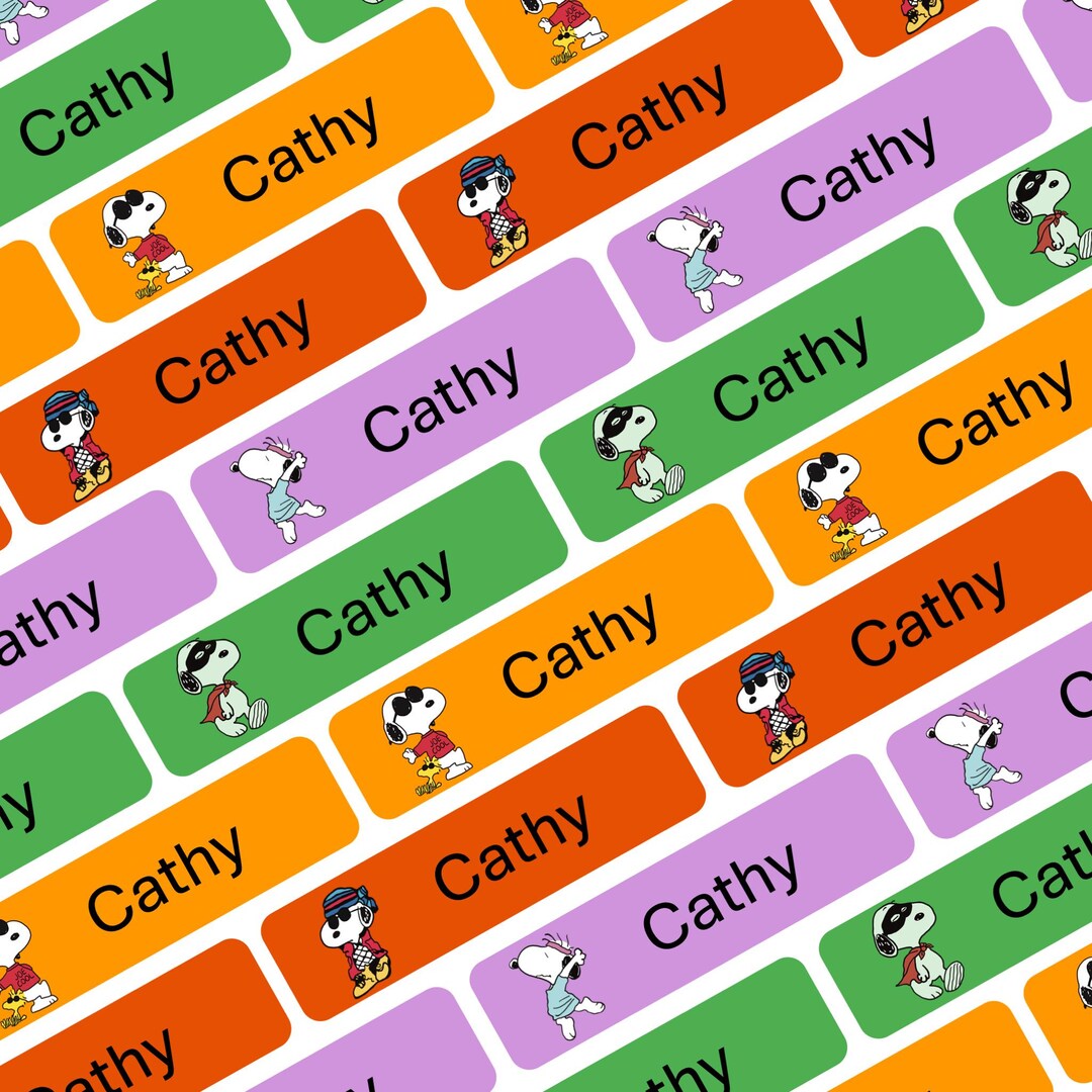 88 Pcs Snoopy Custom Name Sticker, Daycare Label, School Supply Sticker ...