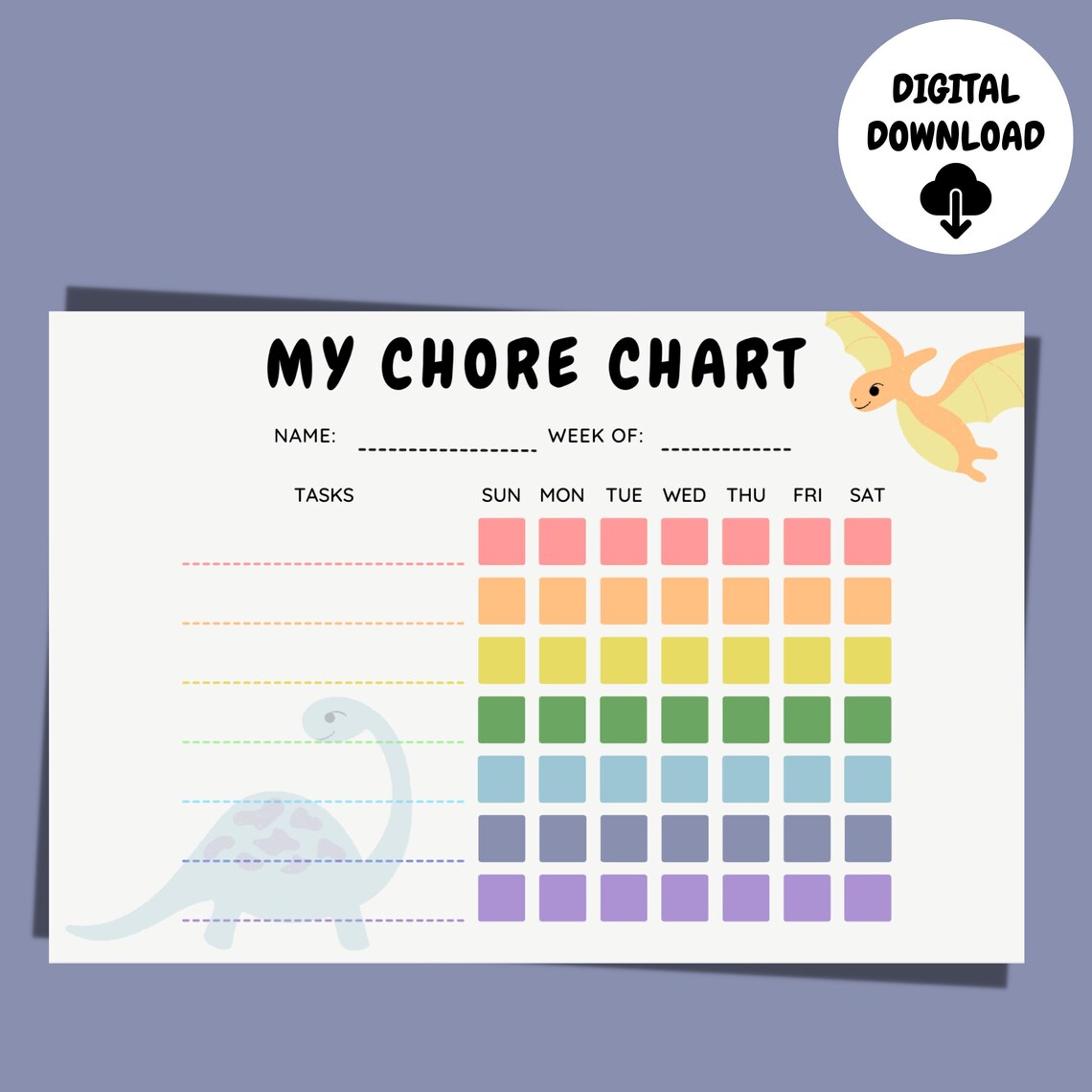 Dinosaur Chore Chart | Toddler Routine Chart, Chore Chart for Kids ...