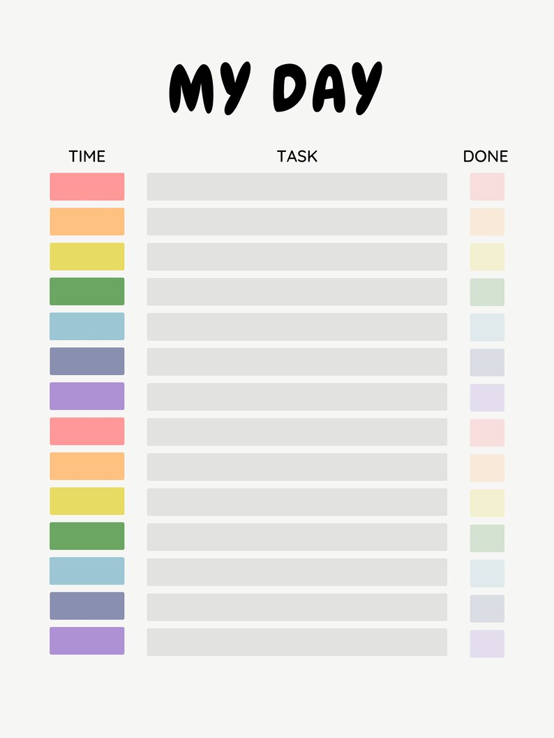 Toddler Routine Chart | Schedule for Kids, Daily Checklist, To-do List ...