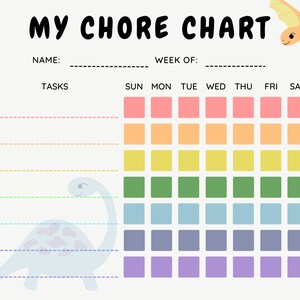 Dinosaur Chore Chart | Toddler Routine Chart, Chore Chart for Kids ...