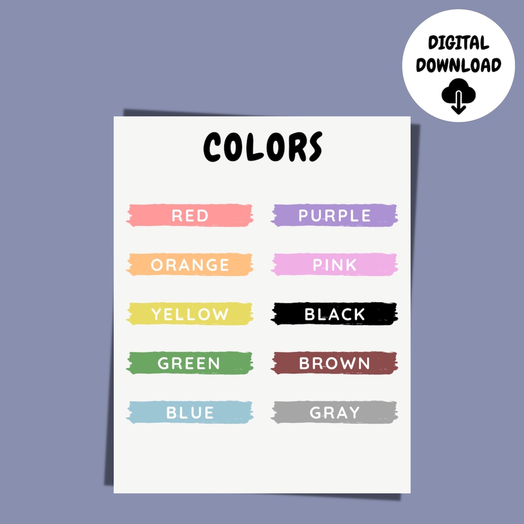 Colors Poster | Printable Educational Wall Art, Rainbow Nursery Decor ...