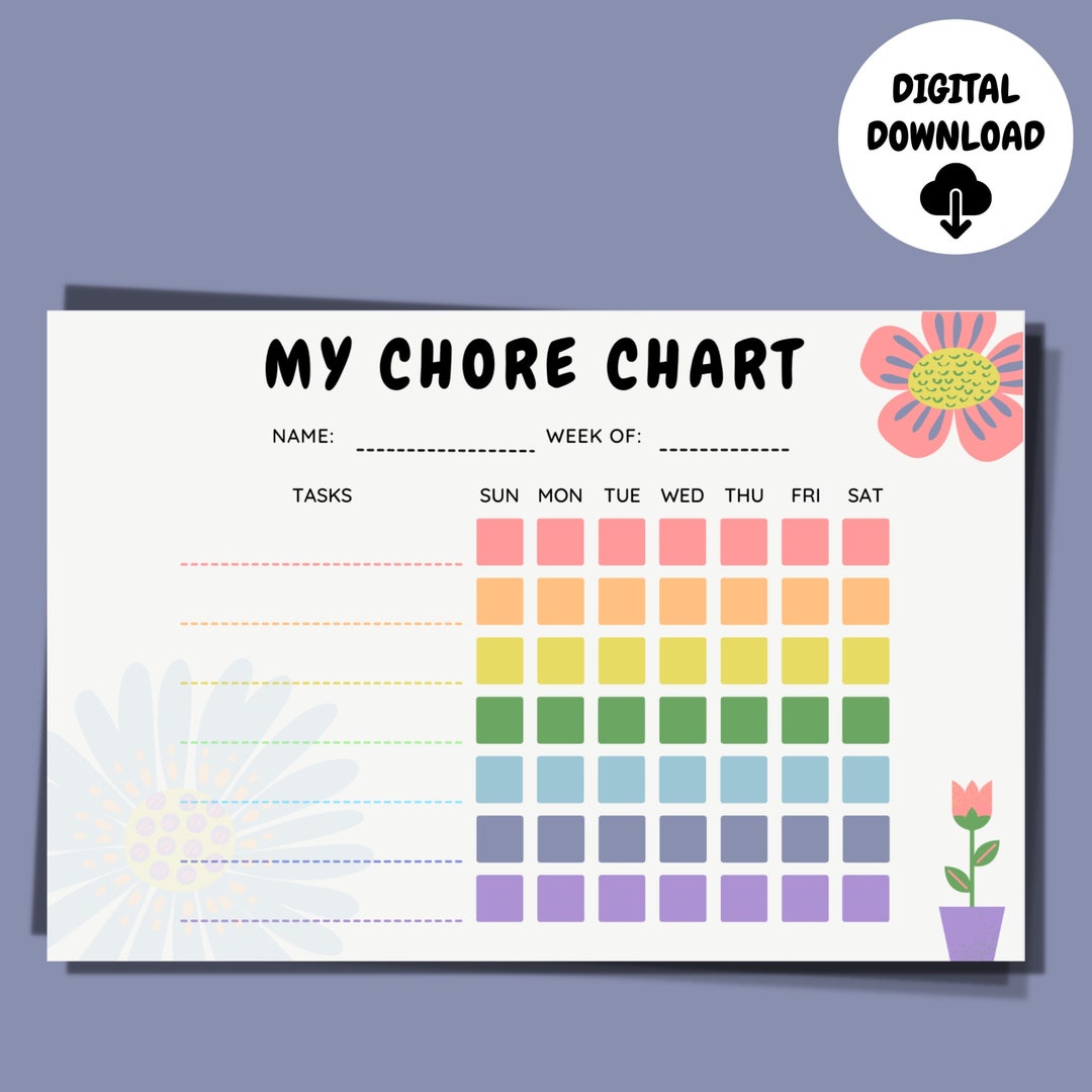 Flower Chore Chart | Toddler Routine Chart, Chore Chart for Kids, Daily ...