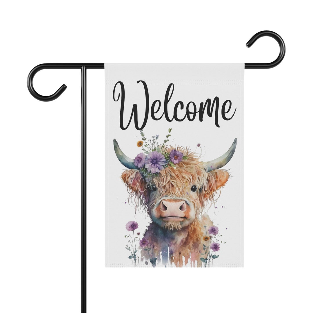 Highland Cow Flag. Perfect for Garden, Yard or House . Available in 2 ...