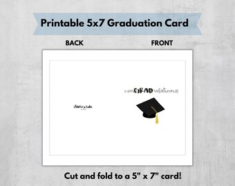 Printable Graduation Card Congratulations Graduate Folding - Etsy