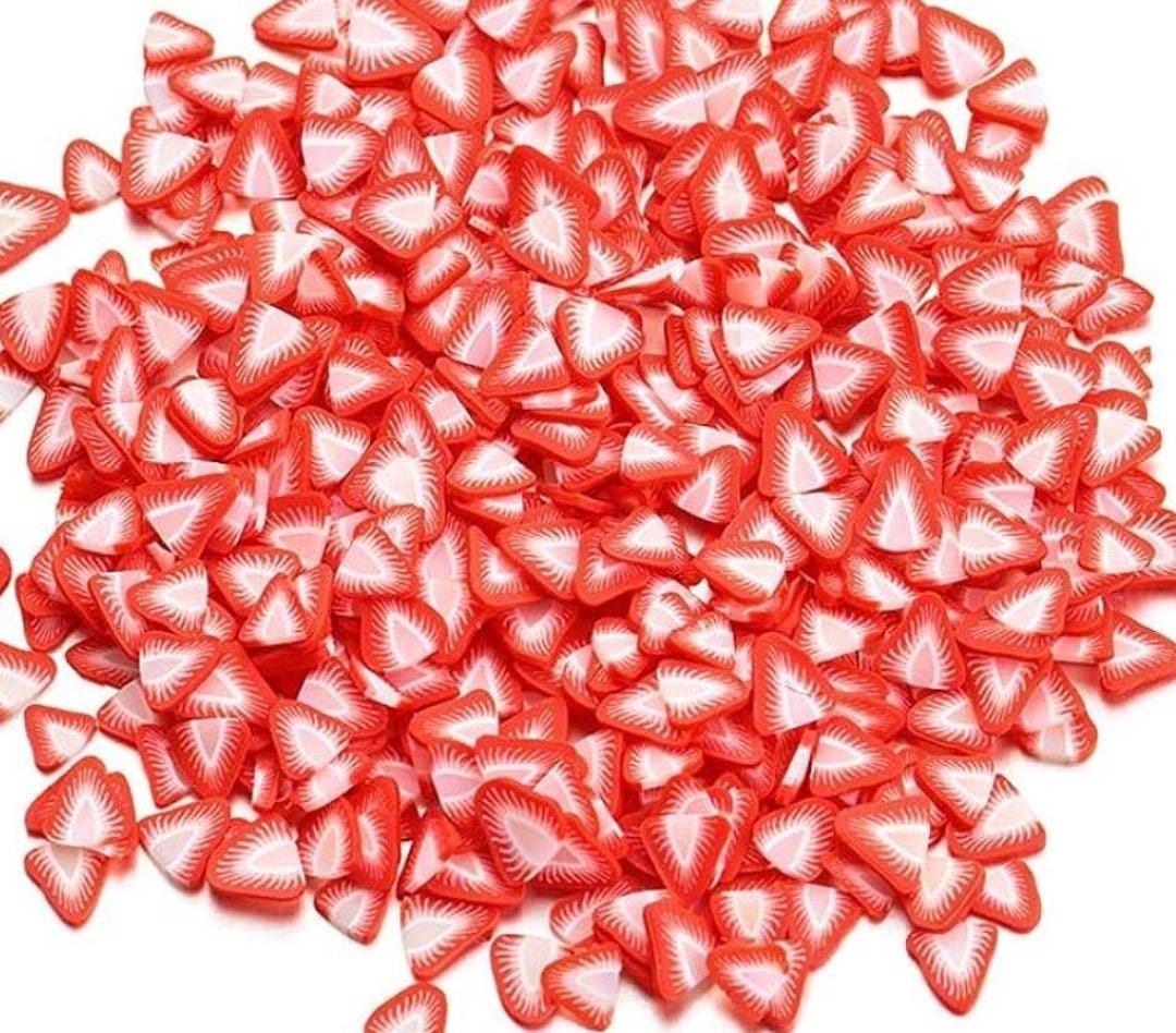 20g 5mm Mini Strawberry Polymer Fruit Ninja Clay Slices | Decoden ...