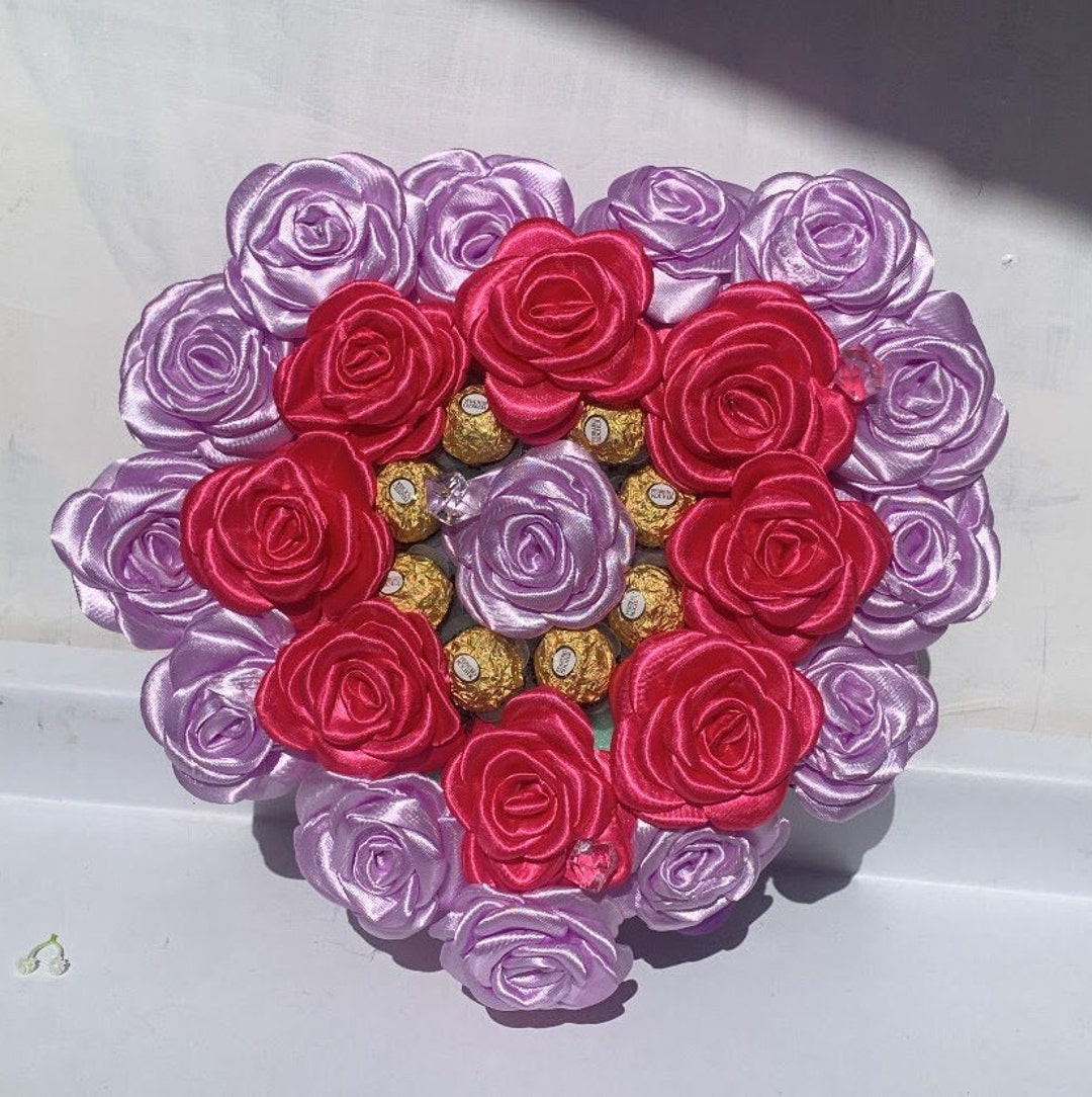 Arrangement of Eternal and Ferrero Flowers With Heart-shaped Wooden ...