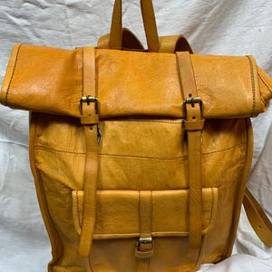 Yellow Canvas Leather Backpack, Leather Backpack, Leather Travel ...