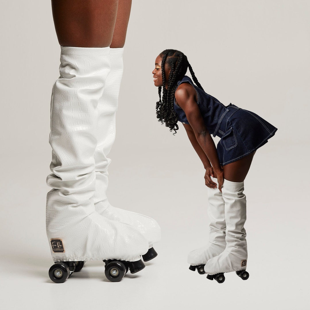 Roller Skate Cover, Go-go Boots, Leather Cover, White Cover, Skate ...