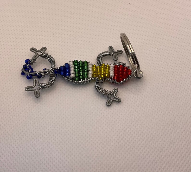 Beaded African Art Gecko Keychain, Gifts for Her, Double Sided ...