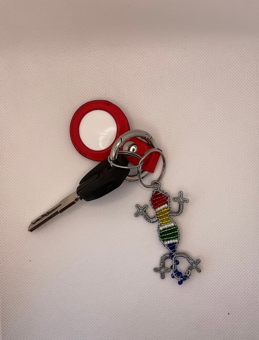 Beaded African Art Gecko Keychain, Gifts for Her, Double Sided ...