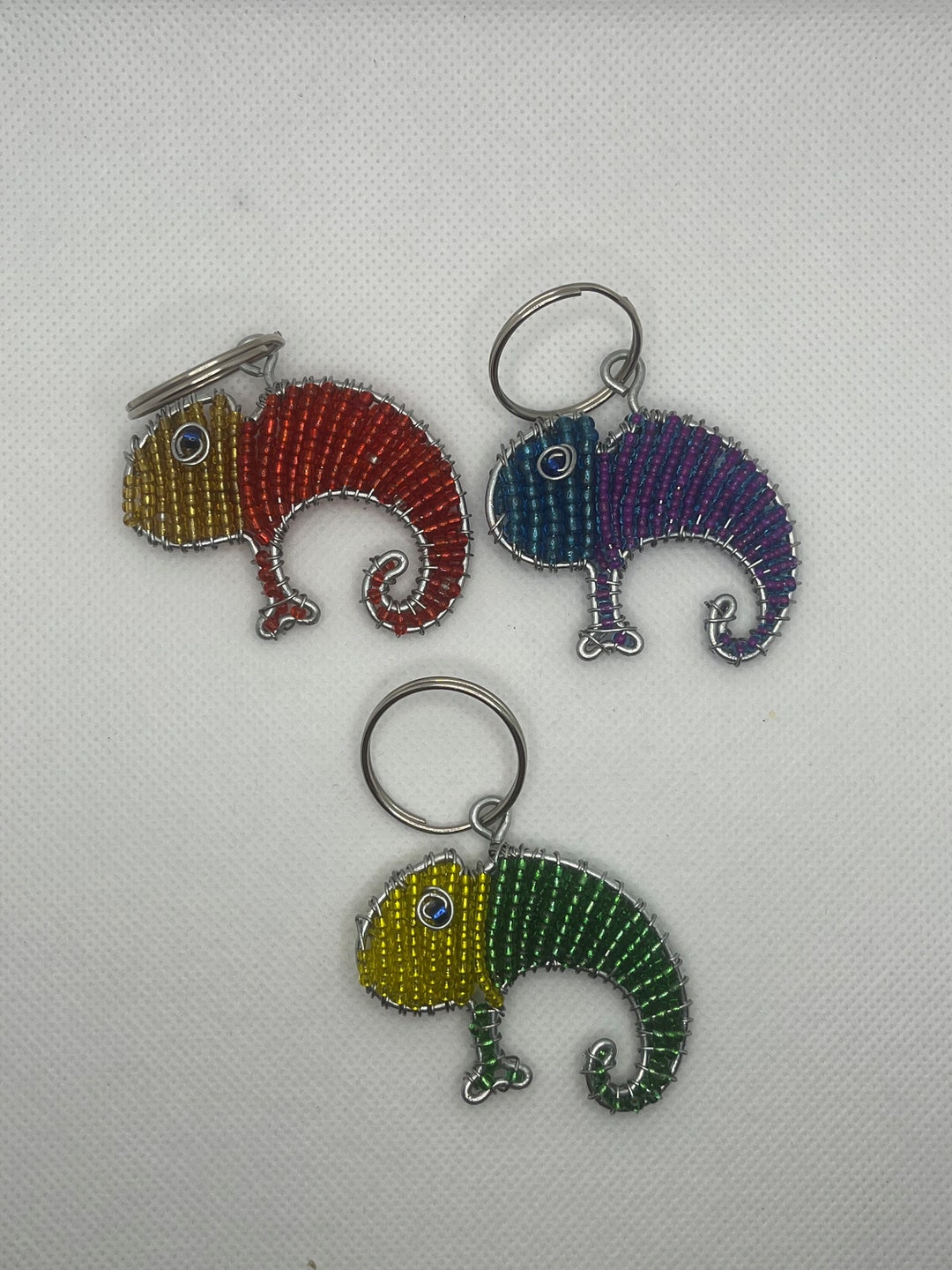 Beaded African Art Chameleon Keychain, Gifts for Her, Personalized ...