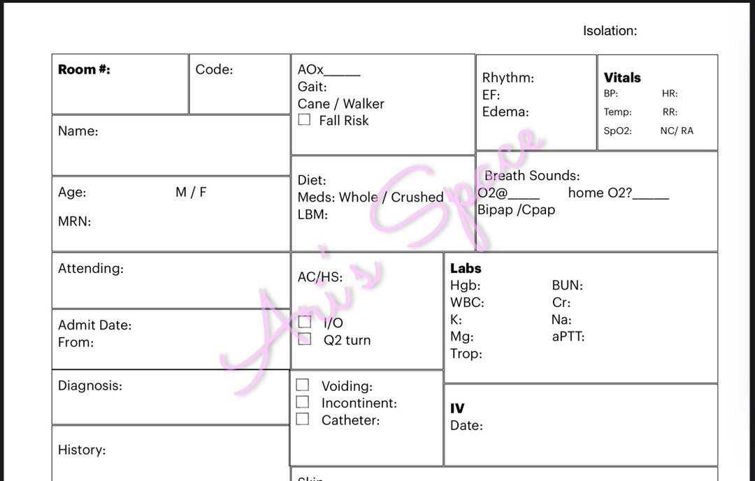 Med Surg Telemetry Nursing Report Sheet - Etsy