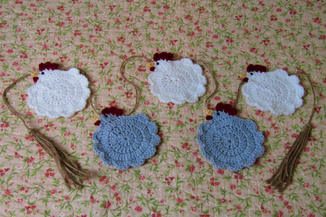 Simplistic Chicken Bunting, Handmade Crochet Animal Garland, Farm ...