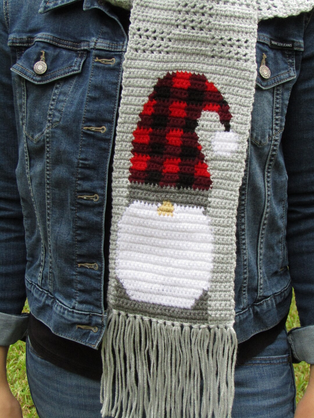 Crochet Gnome Scarf for Winter Gnome Scarf Gift for Gnome Lover Gnome ...