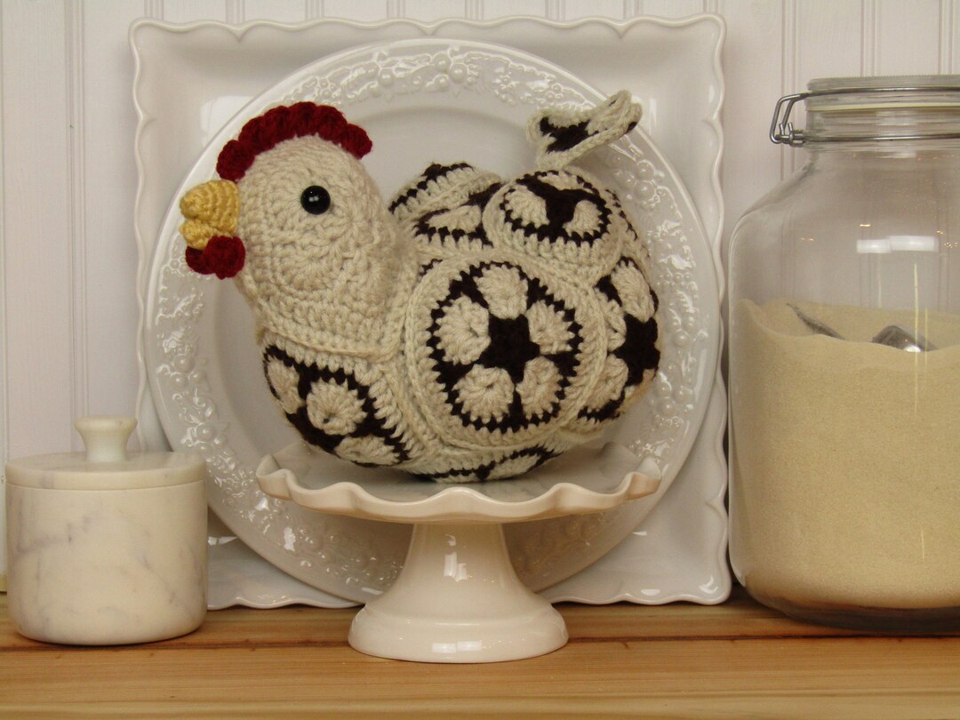 Crochet African Flower Chicken Chicken Plushie for Nursery Gift for ...