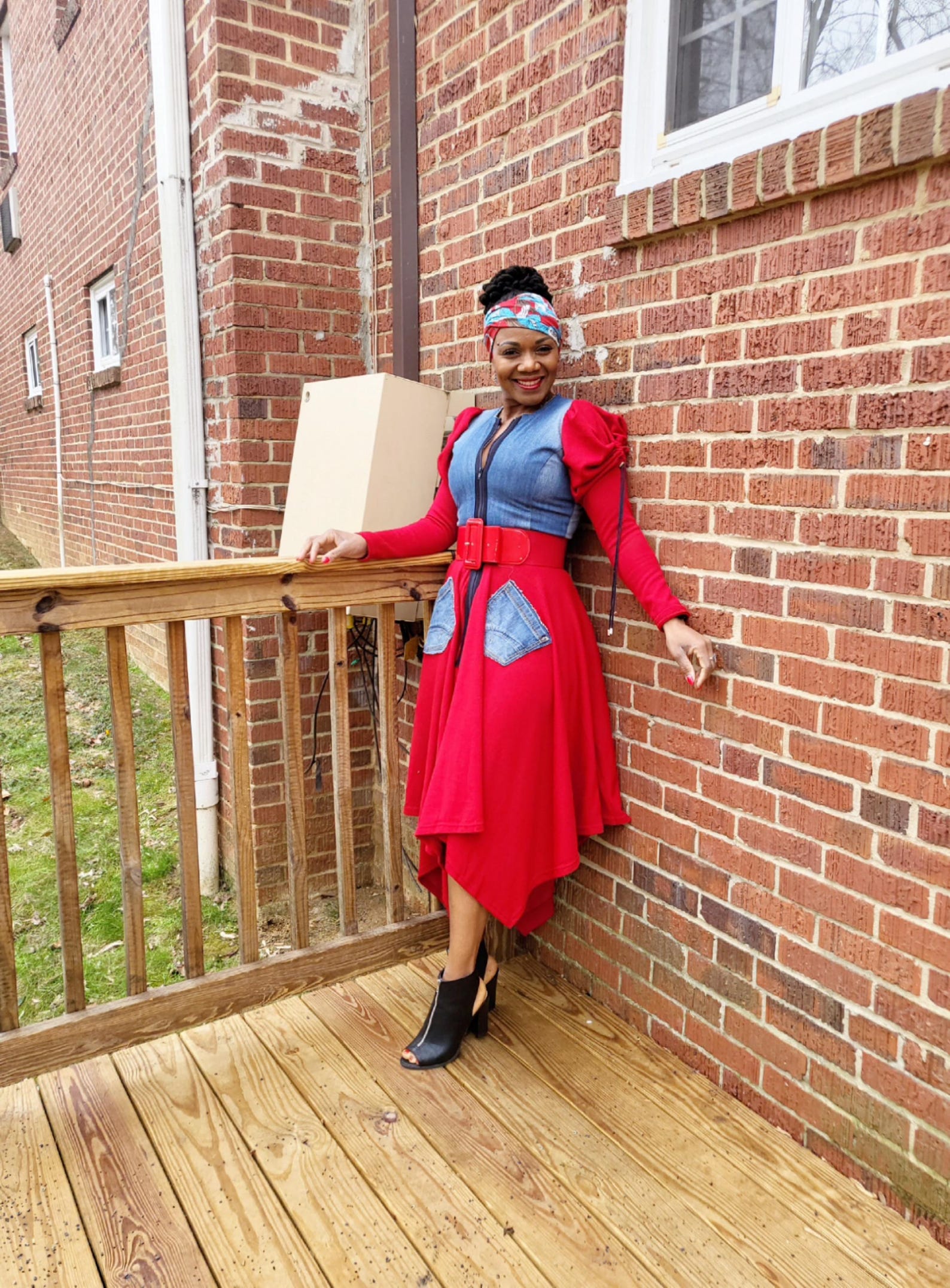 Denim and Red Dress - Etsy