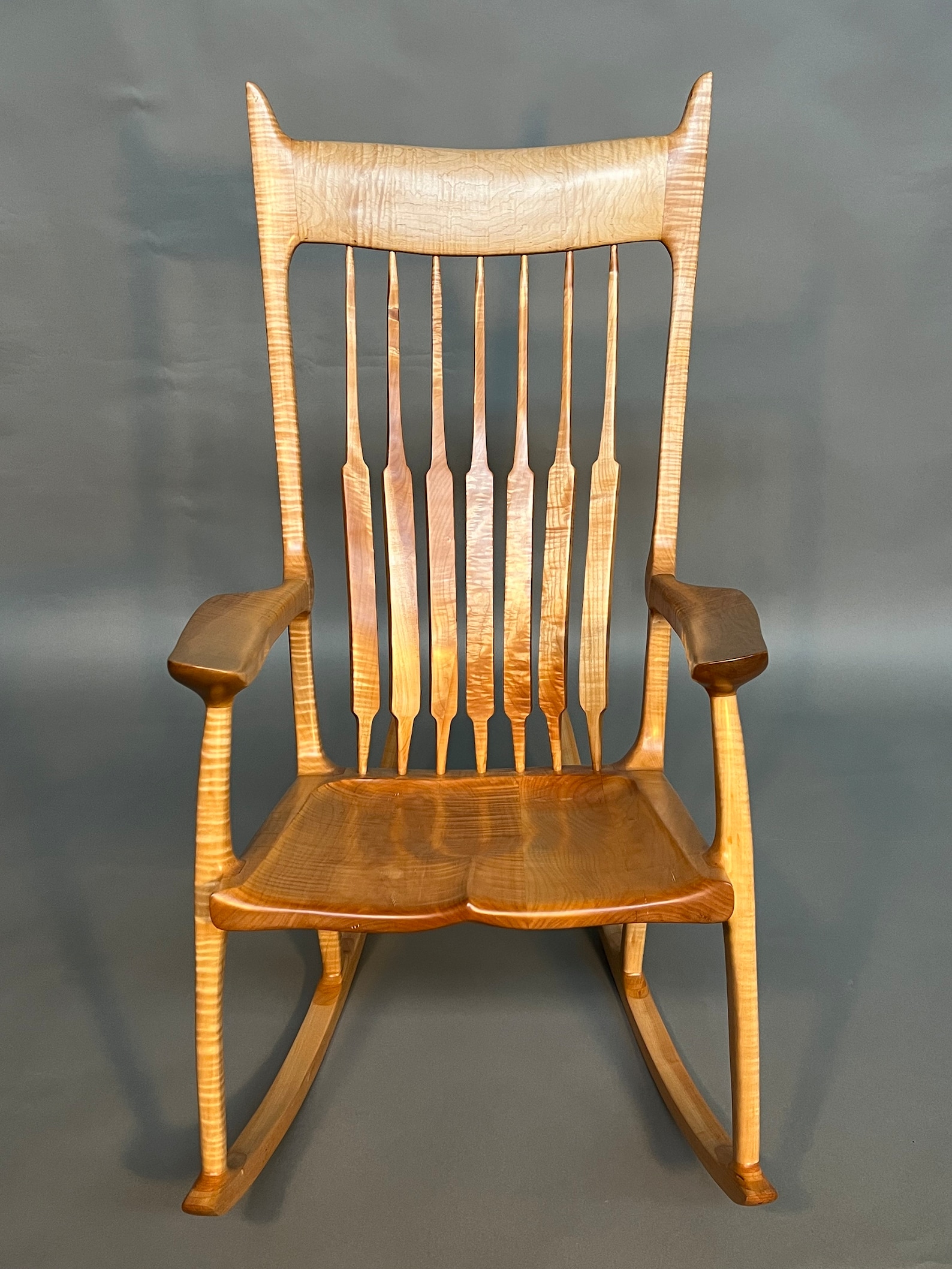 Sculpted Rocking Chair in Fiddleback Curly Maple - Etsy