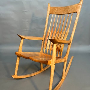 Sculpted Rocking Chair in Fiddleback Curly Maple - Etsy