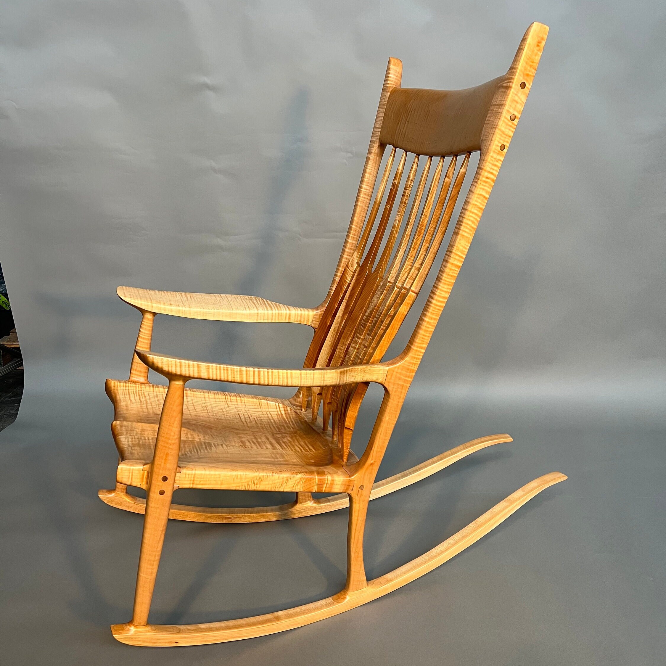Sculpted Rocking Chair in Fiddleback Curly Maple - Etsy