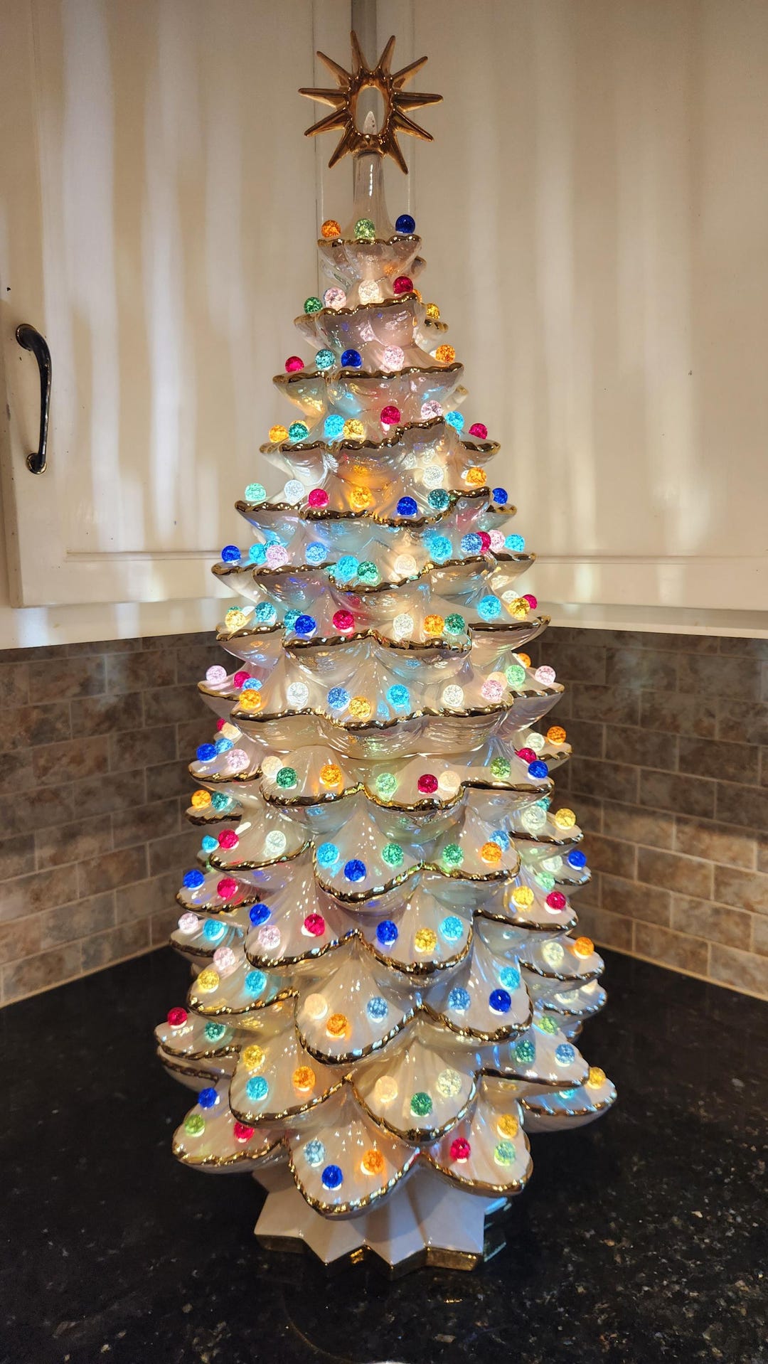 34" Atlantic Barrel Tree With Mother of Pearl, 22k Gold, and Cracked ...