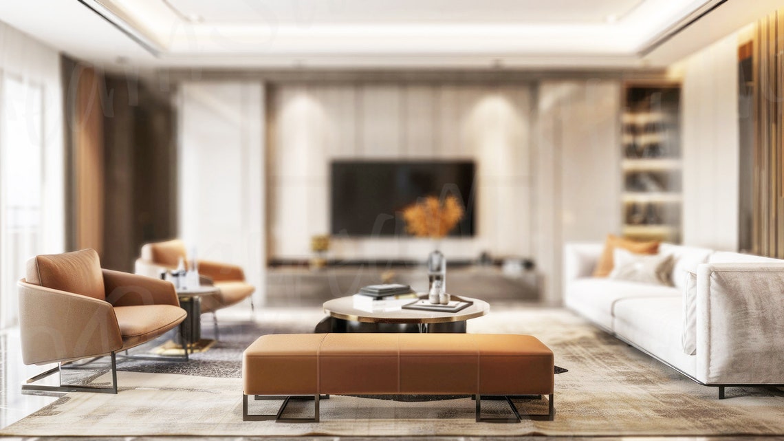 Brown Chairs Living Room Backdrop for Virtual Meetings, Office ...