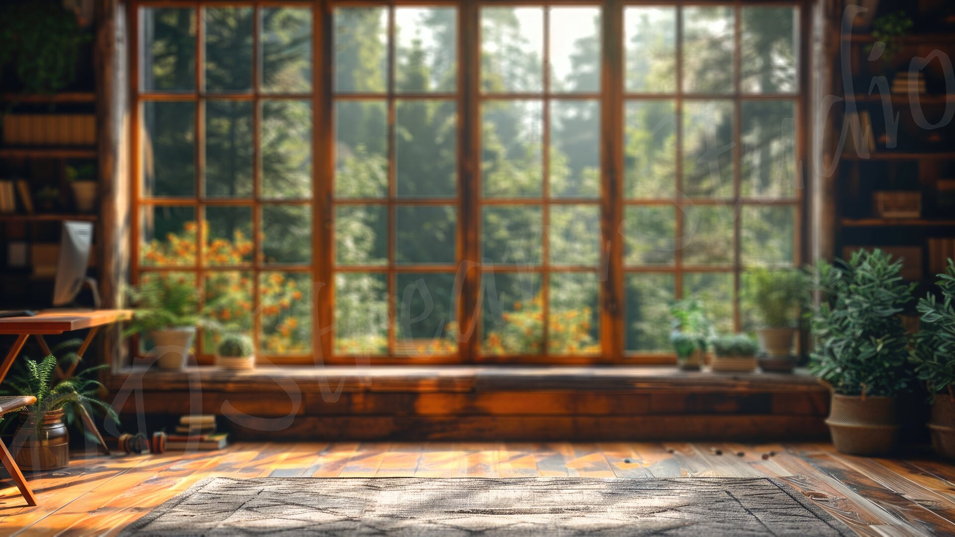 Window Forest Cabin Backdrop for Virtual Meetings and Office ...