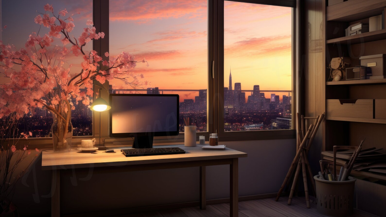 Home Office Window Backdrop for Virtual Meetings, Office Environments ...