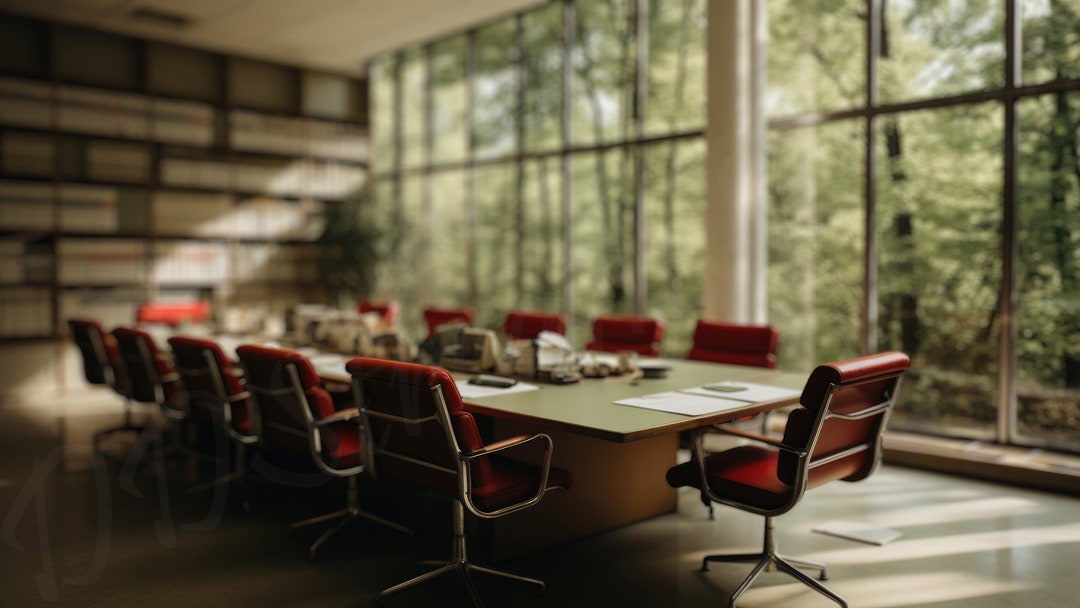 Red Chairs Window Backdrop for Virtual Meetings and Office Environments ...