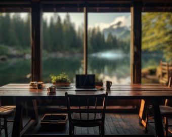 Cozy Log Cabin Backdrop for Virtual Meetings and Office Environments ...