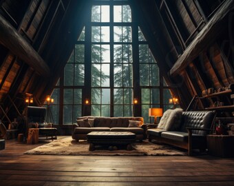 Log Cabin Backdrop for Virtual Meetings and Office Environments Zoom ...